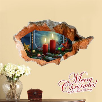 Buy 3D Christmas Candle PAG STICKER Wall Decals Sticker Home Wall Hole ...
