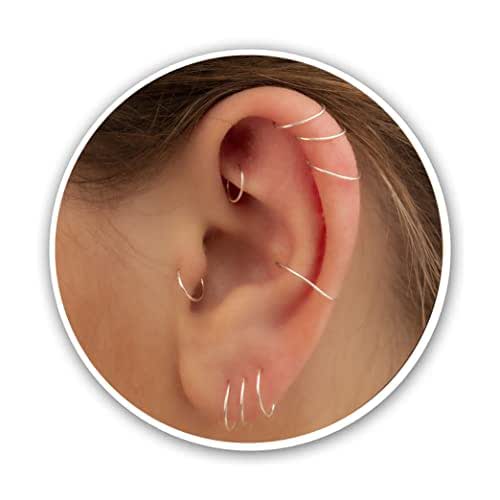 Helix Hoop Ring Small Sterling Silver Tragus Hoop Huggie Hoop Earrings ...