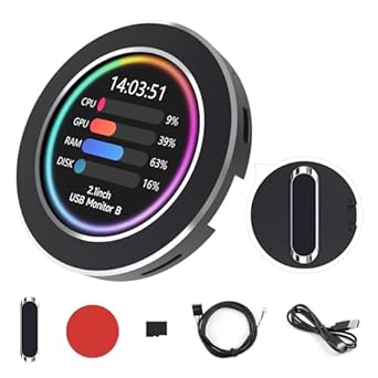 Amazon.com: Waveshare 2.1inch CPU/GPU Cooler Round LCD Display, AIO Computer Temp Monitor for ...