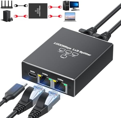 Amazon.com: Ethernet Splitter 1 to 3 1000Mbps Internet Splitter RJ45 ...
