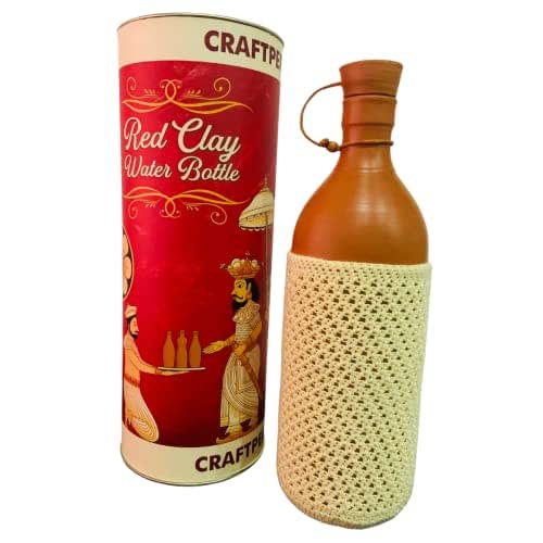 Amazon.com: Terracotta Clay Water Bottle with Cork Lid | Eco-Friendly ...