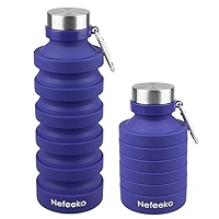 Nefeeko Collapsible Water Bottle, Reuseable BPA Free Silicone Foldable ...