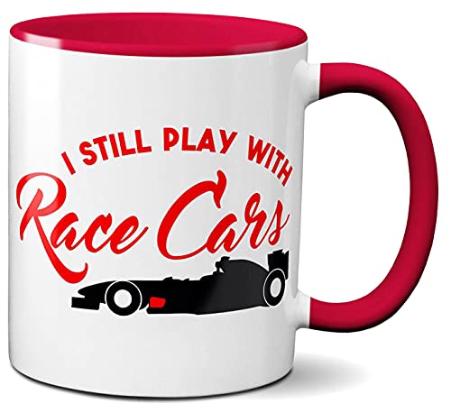 Amazon.com: White Red Race Car Love Coffee Mug 11 oz Car Racing Design ...