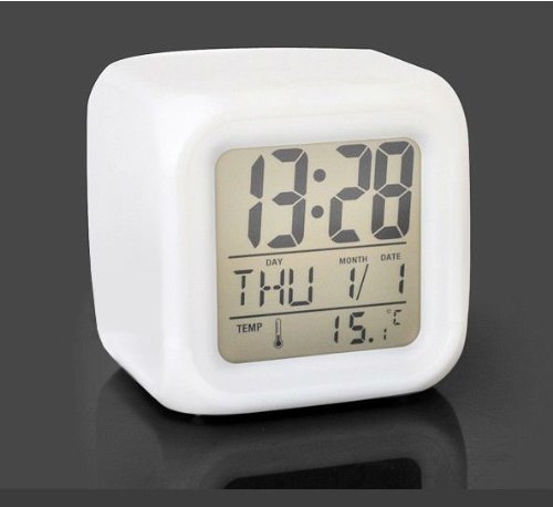 Buy Glowing LED Color Mood Changing Square Digital Alarm Clock with ...