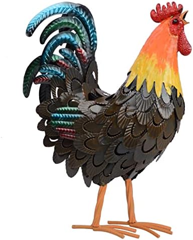 Metal Rooster Statues, Garden Chicken Decorations, Outdoor Chicken ...