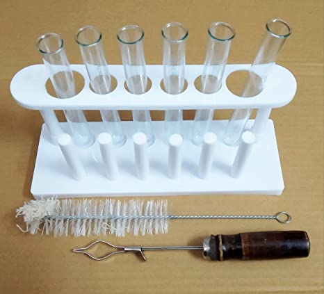 KSV Sigma Set of 6 White Test Tubes with Stand, Holder and Cleaning ...