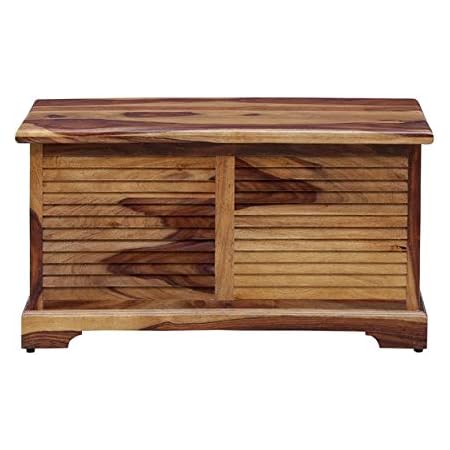 PIPERCRAFTS Solid Wood Sheesham Wood Trunk Box Sandook Storage Chest ...