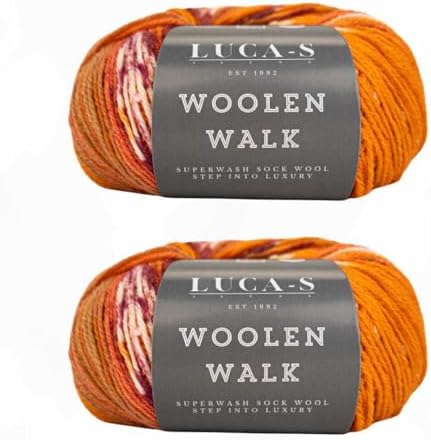 Amazon.com: Luca-S Yarns Set of 2 Superwash Sock Wool for Knitting, 4 ...