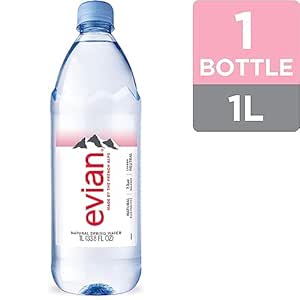 Evian Natural Spring Water, Naturally Filtered Spring Water in Large Bottles, 1 Litre x 12 ...