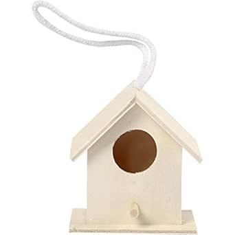 Creativ 1-Piece Wooden Mini Square Bird House Poplar : Amazon.co.uk: Garden