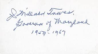 Amazon.com: Governor J. Millard Tawes - Signature : Collectibles & Fine Art