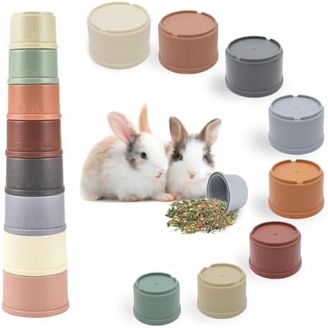 WALLFID 8 PCS Stacking Cups for Rabbits-Bunny Toys for Hiding Food and ...