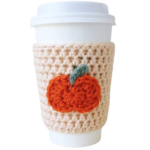 Amazon.com: Pumpkin Coffee Cozy Sleeve, Reusable Fall To Go Cup Cover ...