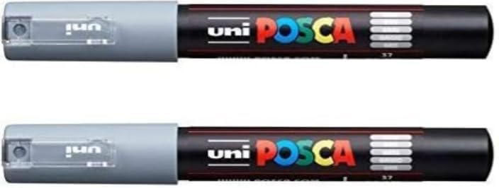 Posca PC-1M Paint Marker Art Pens - 0.7mm Nib - Pack of 2 (Grey ...