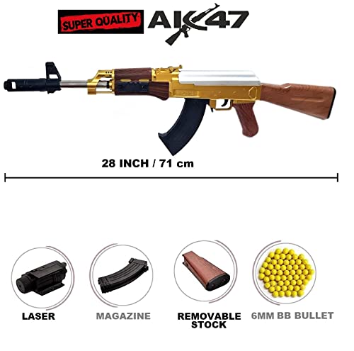 HALO NATION Crossfire AK47 AK-47 Airsoft BB Bullets Gun Toy for Boys - Big Size 71cm Ak47 Gold ...