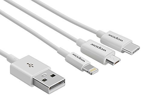 SIGARAM Wopow 3 in 1 Fast USB Charging Data Cable Micro USB + Lightning + Type C Connector All ...