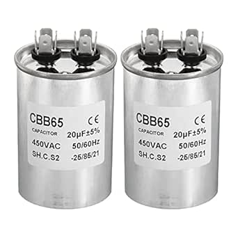Amazon.com: PATIKIL 20uF 20MDF 450VAC Fan Start Capacitor,2Pcs CBB65 Circular Run Capacitor for ...