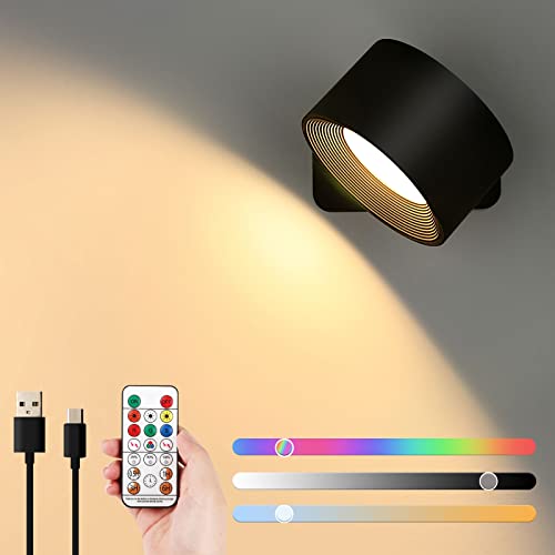 Lightess LED Wall Sconce 19 RGB Colors Dimmable, Rechargeable Wall ...