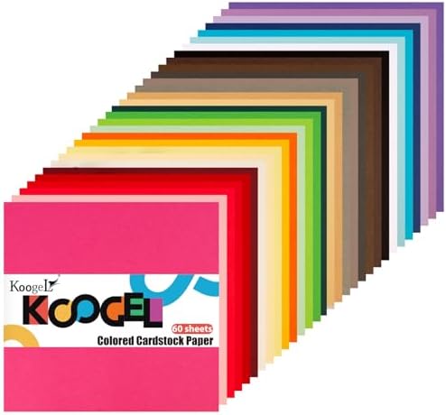Amazon.com : Koogel 12 x 12 Cardstock, 60 Sheets Assorted Color ...