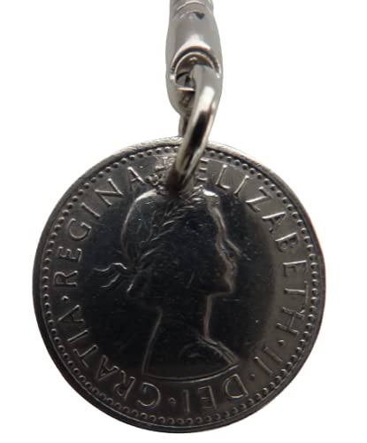 Lucky Sixpence 1956 Genuine English Old Tanner Coin Silver Keyring ...