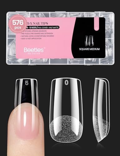 Amazon.com: Beetles Nail Tips Medium Square 576Pcs 12 Sizes - Pre ...