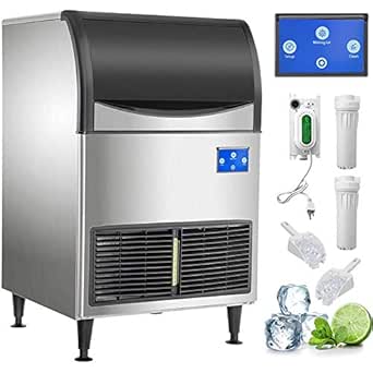 VEVOR Máquina para hacer hielo comercial, control WiFi 300 libras/24 horas, 120 libras, máquina ...
