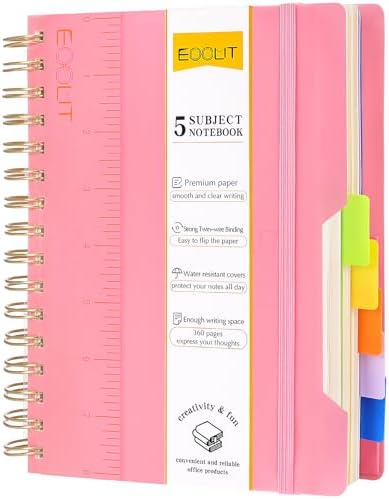Amazon.com : EOOUT 5 Subject Notebook, Notebook for Work 6 x 8in 360 ...