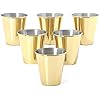 Amazon.com | Set of 6 Gold Stainless Steel Shot Glasses - 70ml ...