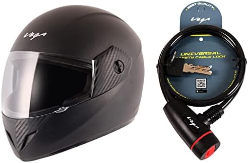 Vega Cliff Black Helmet-M & Multipurpose Cable Lock Black : Amazon.in ...