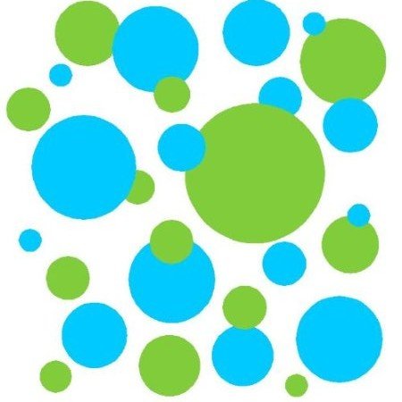Buy Set of 130 Ice Blue and Lime Green Polka Dots Wall Graphic Vinyl ...