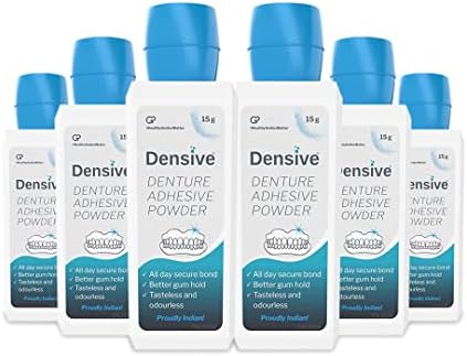 Densive Denture Adhesive Powder Pack of 6 | 15g Per Pack | Tasteless ...