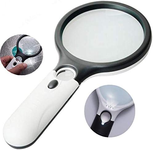 Amazon Basics Magnifying Glass with 3 Led Lights | 3X & 45X Big Size ...