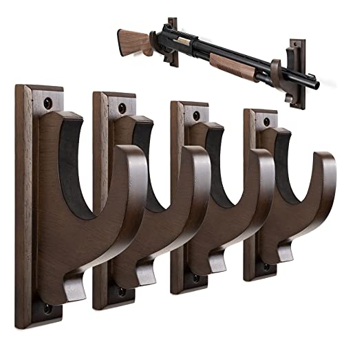 Snapklik.com : Gun Rack Wall Mount, Real Wood Shotgun & Rifle Wall ...