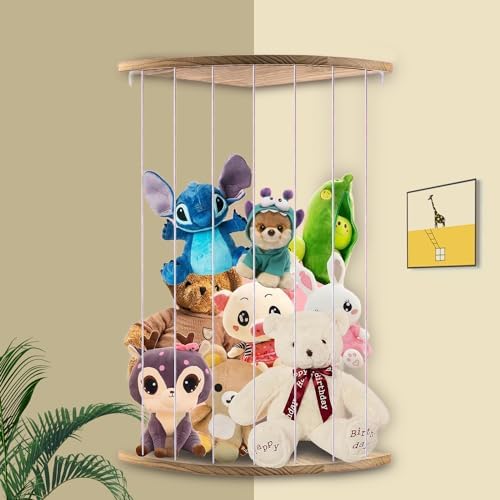 LOFTANK Stuffed Animal Storage, Corner Soft Wood Toy Shelves for Kids ...