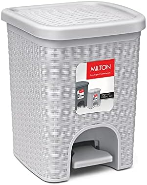 MILTON Step Up Pedal Plastic Dustbin with Inner Bucket & Lid, Hands ...