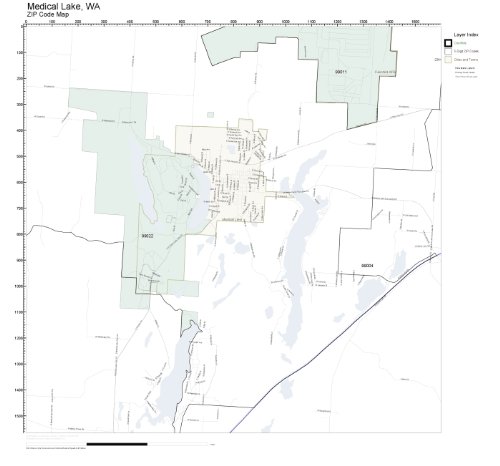 ZIP Code Wall Map of Medical Lake, WA ZIP Code Map Not Laminated ...