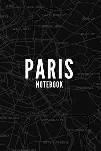 Paris Notebook: Notebook, Black Map Journal, Diary (110 Pages, Blank, 6 ...
