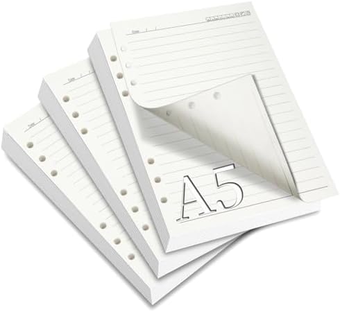 Lined Paper 3 Pack) A5 Refill, 300 Sheets/600 Pages Refill Paper For ...