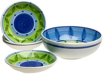 Amazon.com | Caleca Bluemoon 5-Piece Pasta Serving Set, Service for 4 ...