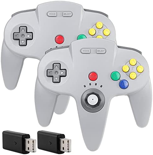 2 Pack 2.4 GHz Wireless Switch N64 Controller, w/USB Dongle, Compatible ...