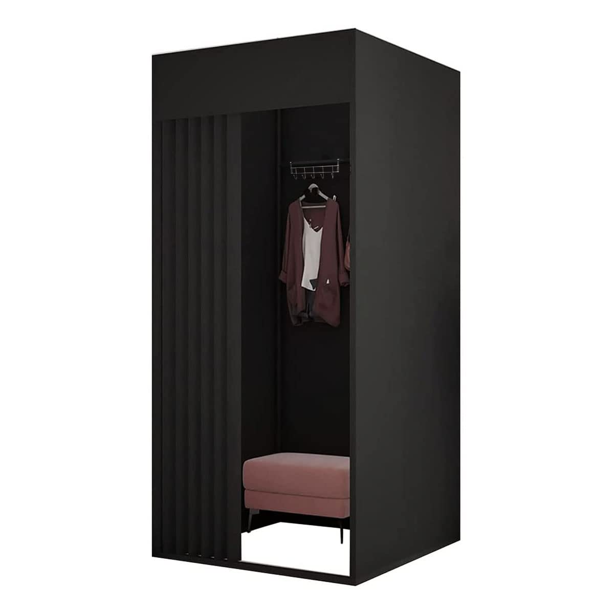 Mobile Fitting Room, Portable Dressing Room Frame with Curtain and Hook ...