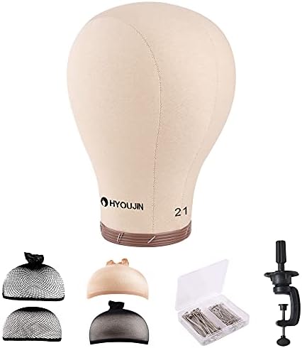 GEX Canvas Block Cork Wig Mannequin Head for Wig Making Drying Styling ...