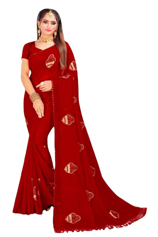 Buy bubblix White Cat Saree Work with Croski Lace Piping With Blouse ...