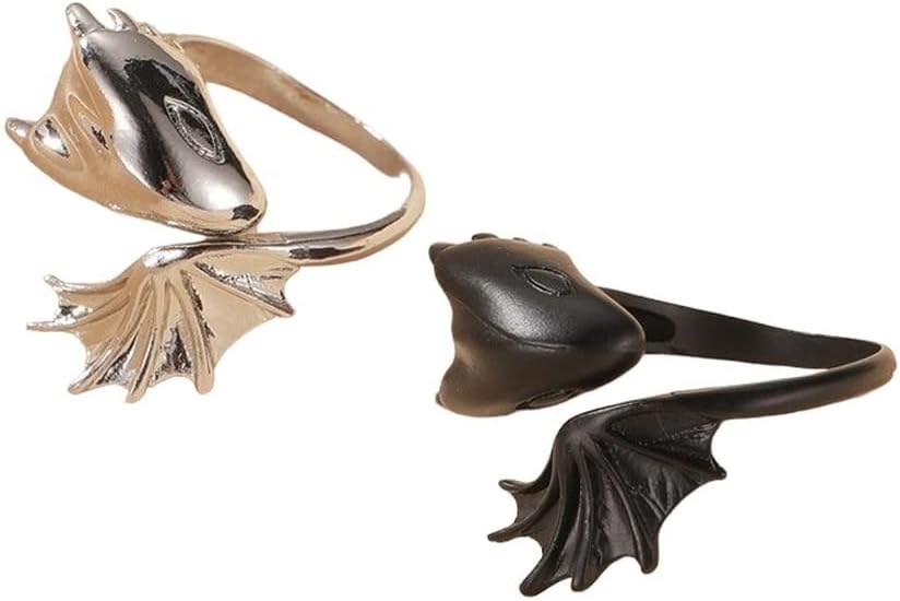 Amazon.com: Gothic Punk Rings for Men Women Black Silver Color Flying ...