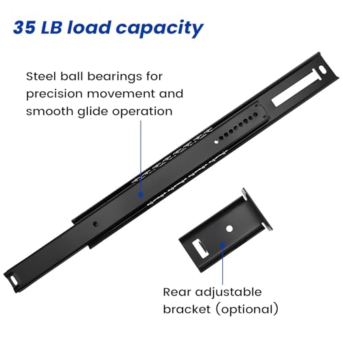 Snapklik.com : LONTAN 2 Pcs Black Center Mount Drawer Slides 14 Inch ...