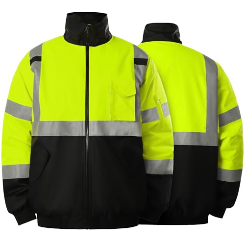 Snapklik.com : SHORFUNE High Visibility Safety Bomber Jacket For Men ...