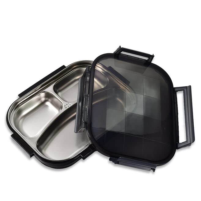 TechStar Black Transparent Lunch Box for Kids and Adults, Stainless ...
