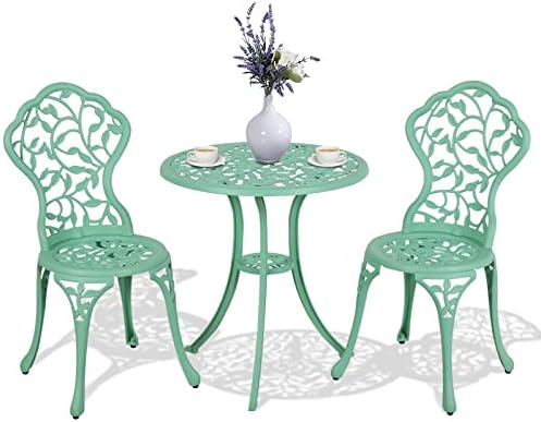 Amazon.com: KAI LI Patio Bistro Sets 3 Piece cast Aluminum Patio ...