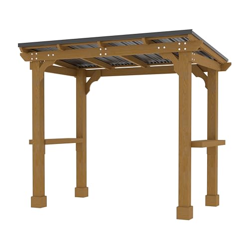 MUPATER 8' x 5' Wooden Grill Gazebo with Sloping Metal roof, 2 Full ...