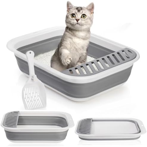 Amazon.com: Tlence Collapsible Cat Litter Box, Open Top Foldable ...